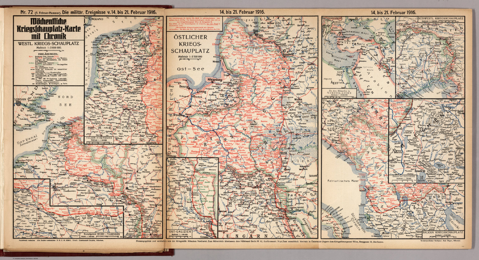 World War I Map (German), Nr. 72. Military Events ... to February 21 ...