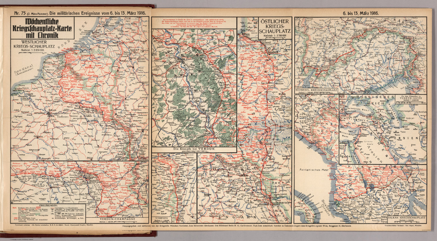 World War I Map (German), Nr. 75. Military Events ... to March 13, 1916 ...