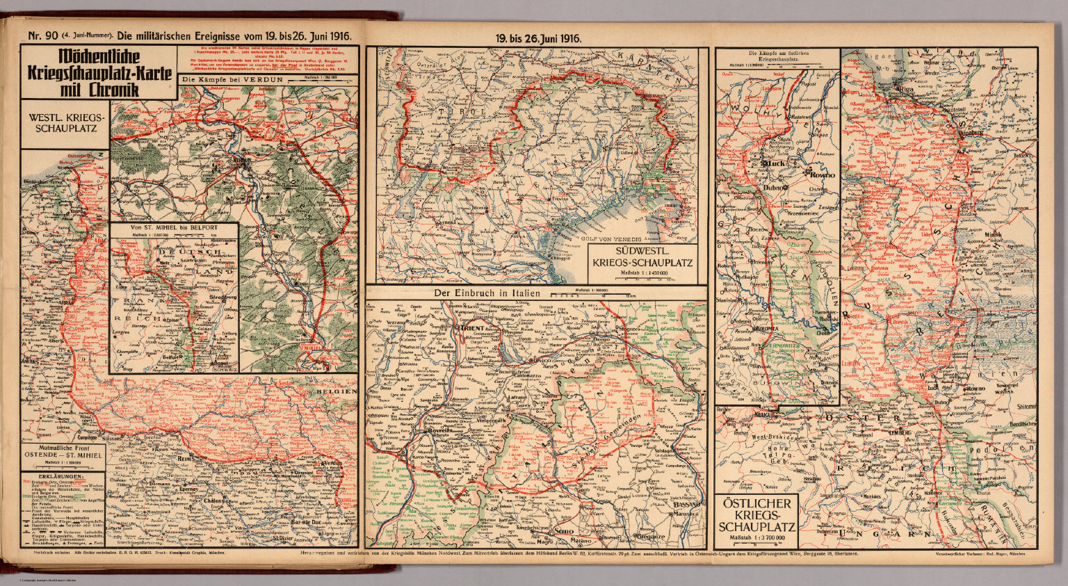 World War I Map (German), Nr. 90. Military Events ... to June 26, 1916 ...