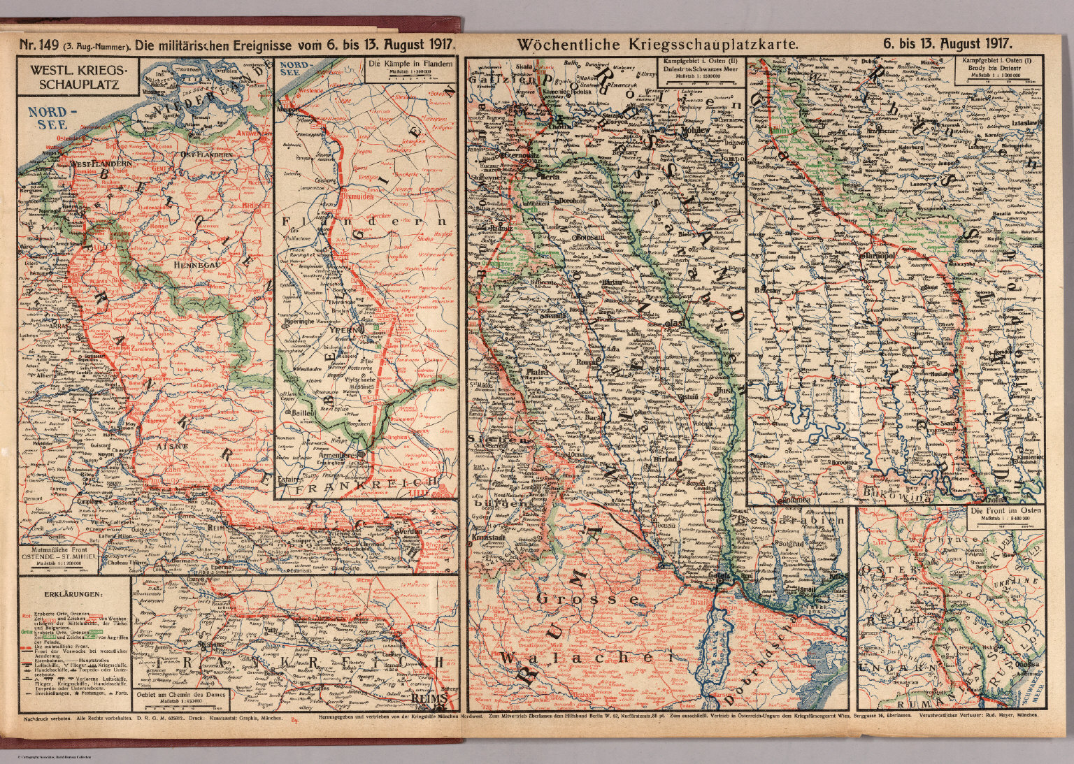 World War I Map (German), Nr. 149. Military Events ... to August 13 ...