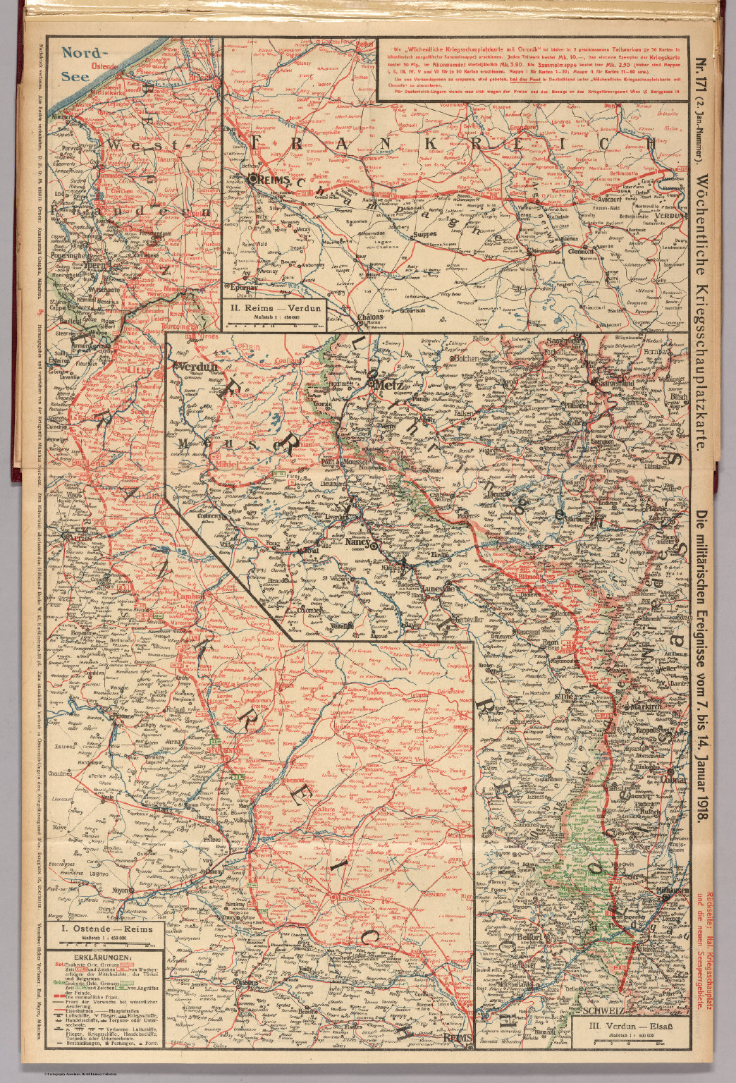 World War I Map (German), Nr. 171. Military Events ... to January 14 ...