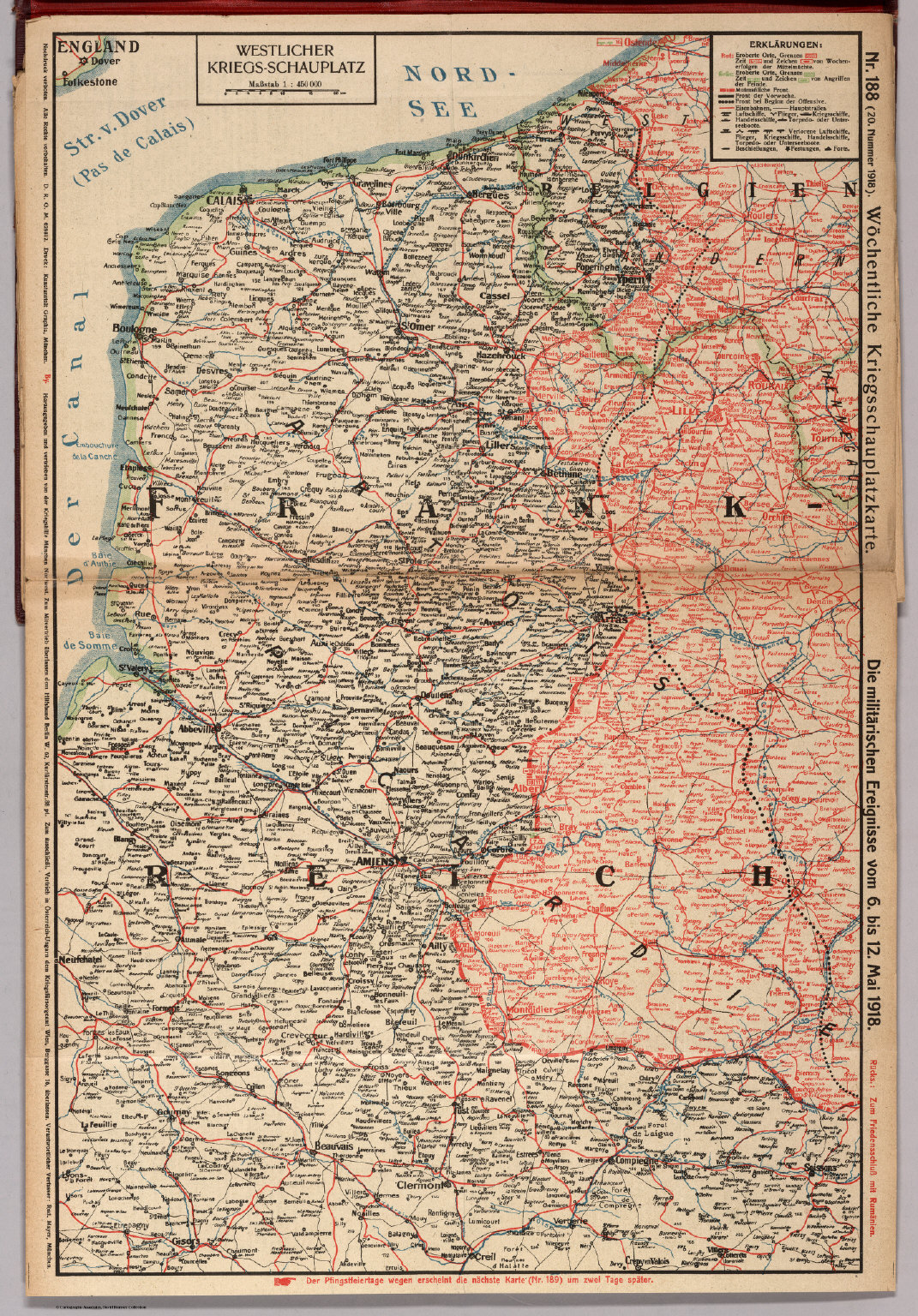 World War I Map (German), Nr. 188. Military Events ... to May 12, 1918 ...