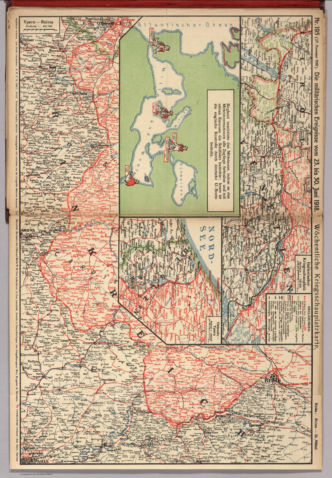 World War I Map (German), Nr. 195. Military Events ... to June 30, 1918 ...