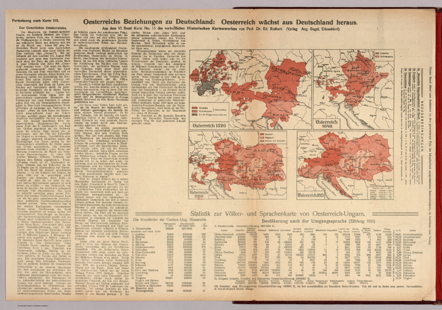 Text: Report Nr. 215 on World War I, Austria's relations with Germany ...