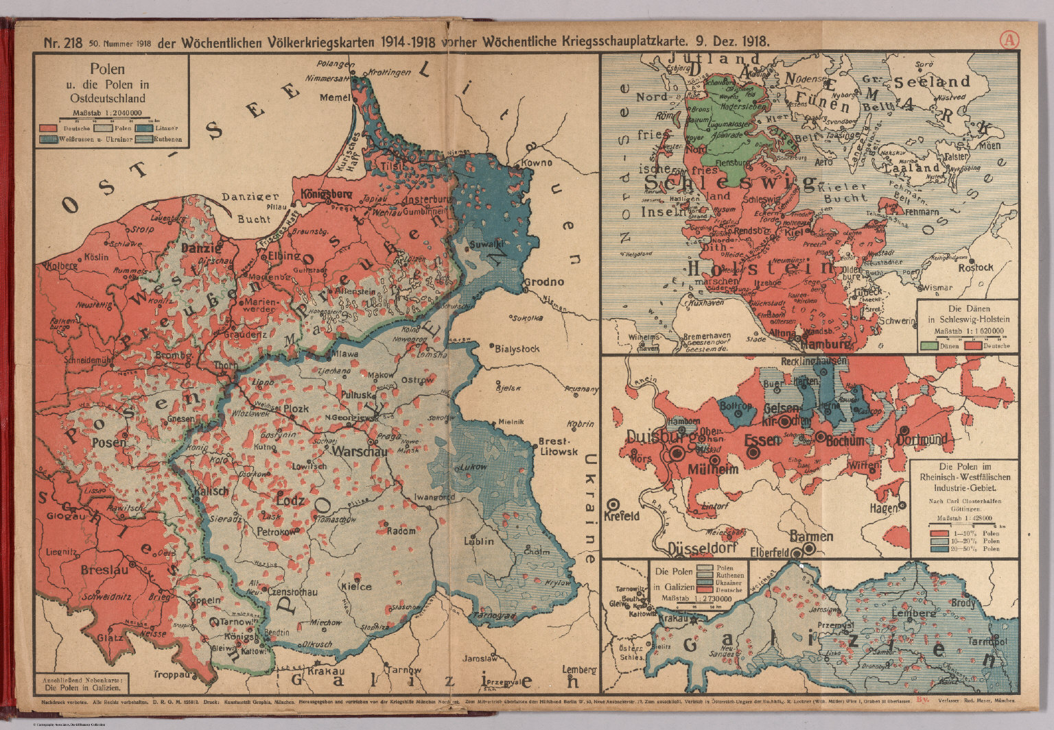 World War I Map (German), Nr. 218. Military Events. December 9, 1918 ...