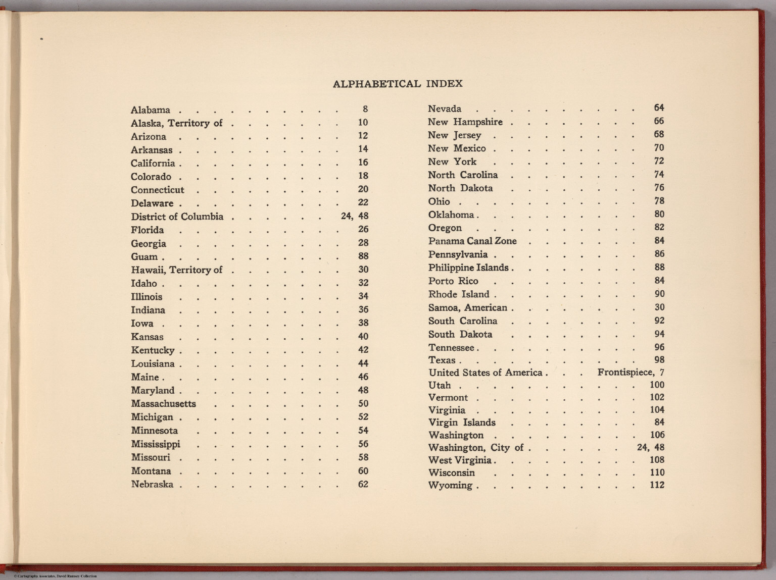 Index Page: Alphabetical Index. - David Rumsey Historical Map Collection