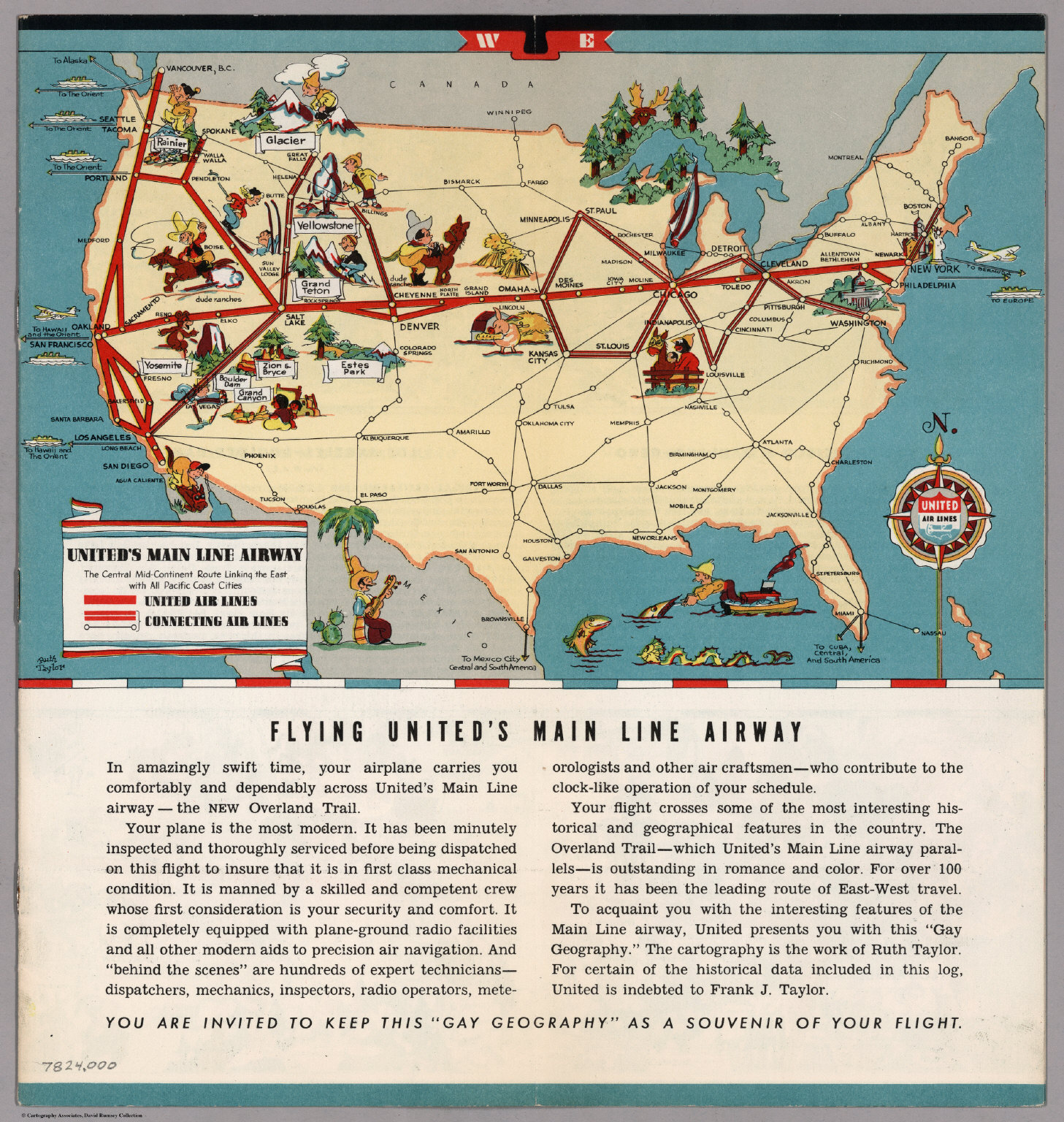 Flying United's Main Line Airway. - David Rumsey Historical Map Collection