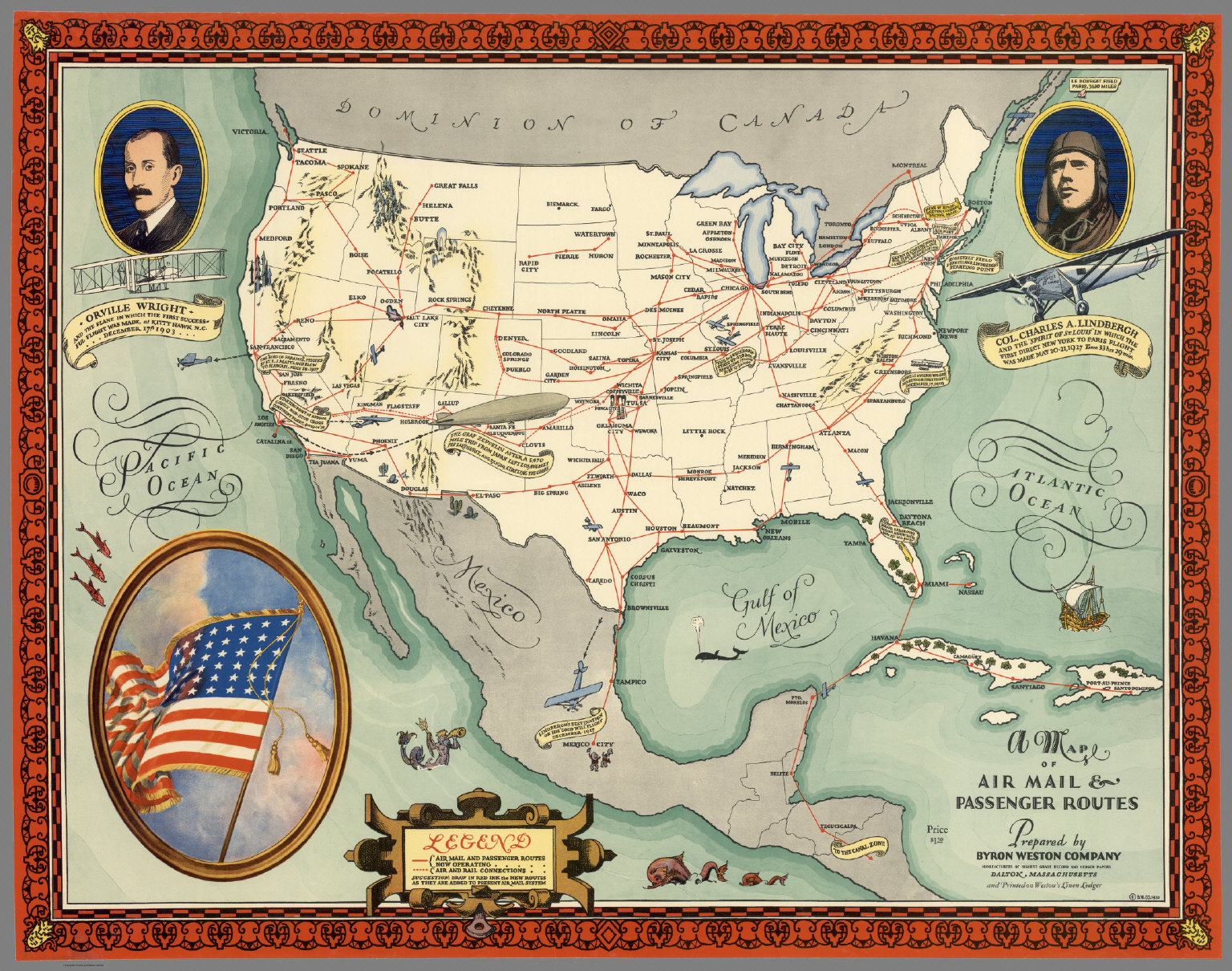 A Map of Air Mail & Passenger Routes in the United States. - David ...