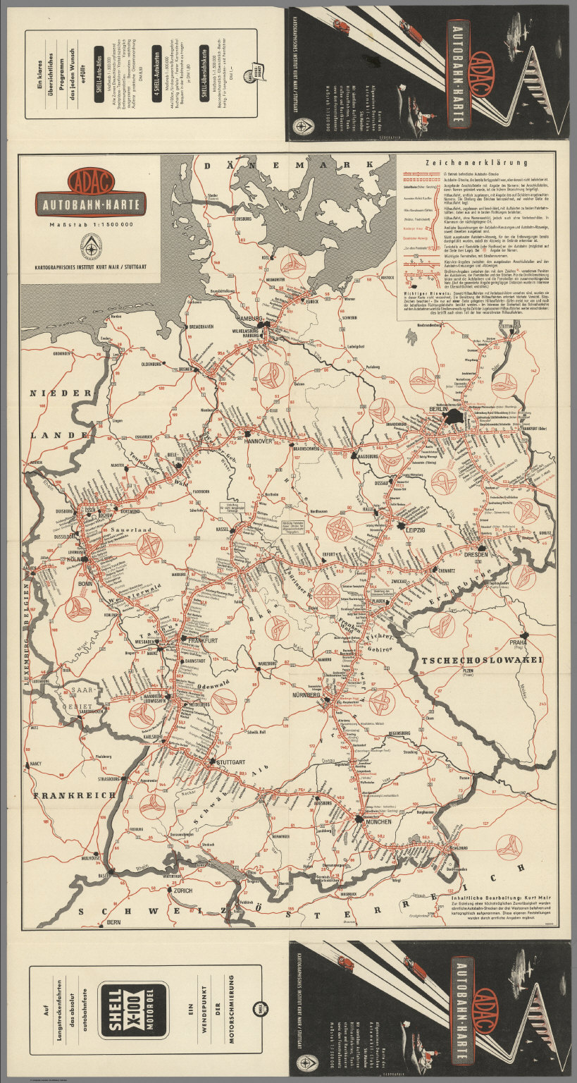 ADAC Autobahn-Karte. Masstab 1:1 500 000 - David Rumsey Historical Map ...