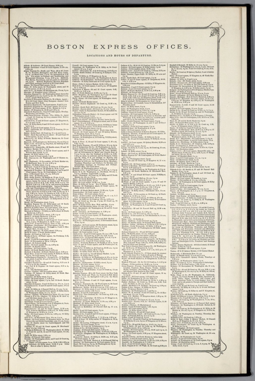 Text: Boston Express Offices. - David Rumsey Historical Map Collection