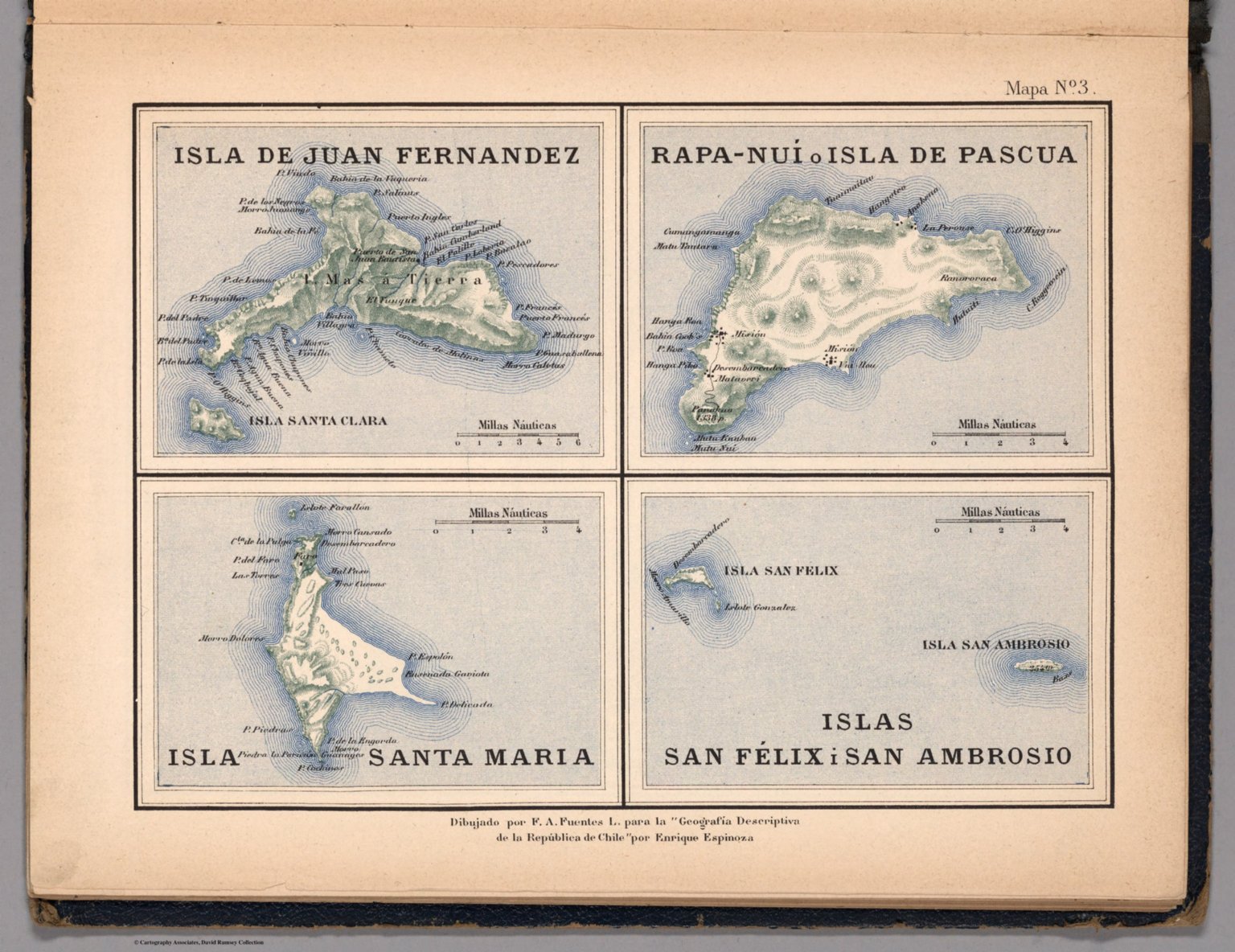 Mapa No. 3. Isla de Juan Fernandez. Isla de Pascua. Isla Santa Maria ...