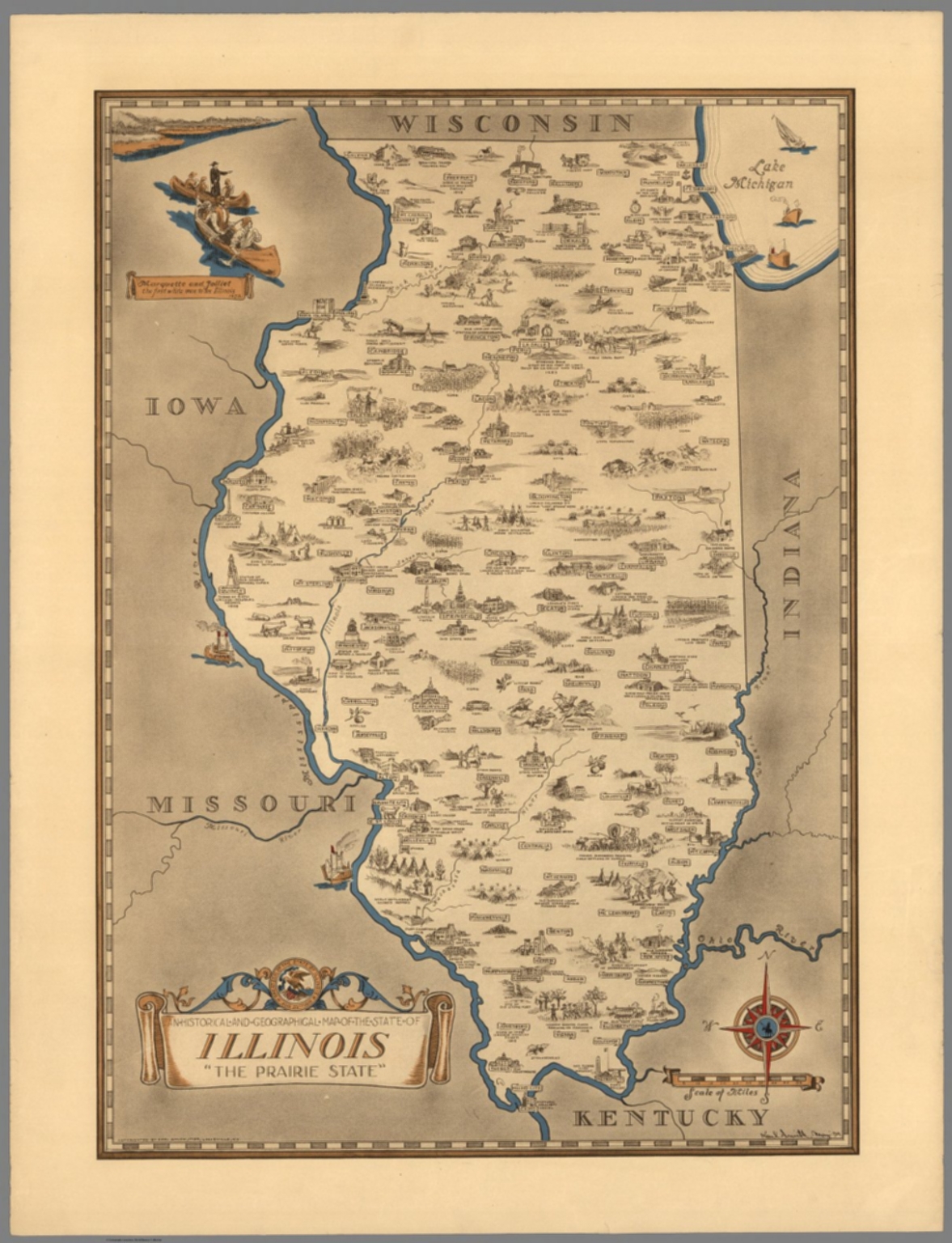 An historical and geographical map of the State of Illinois "The ...
