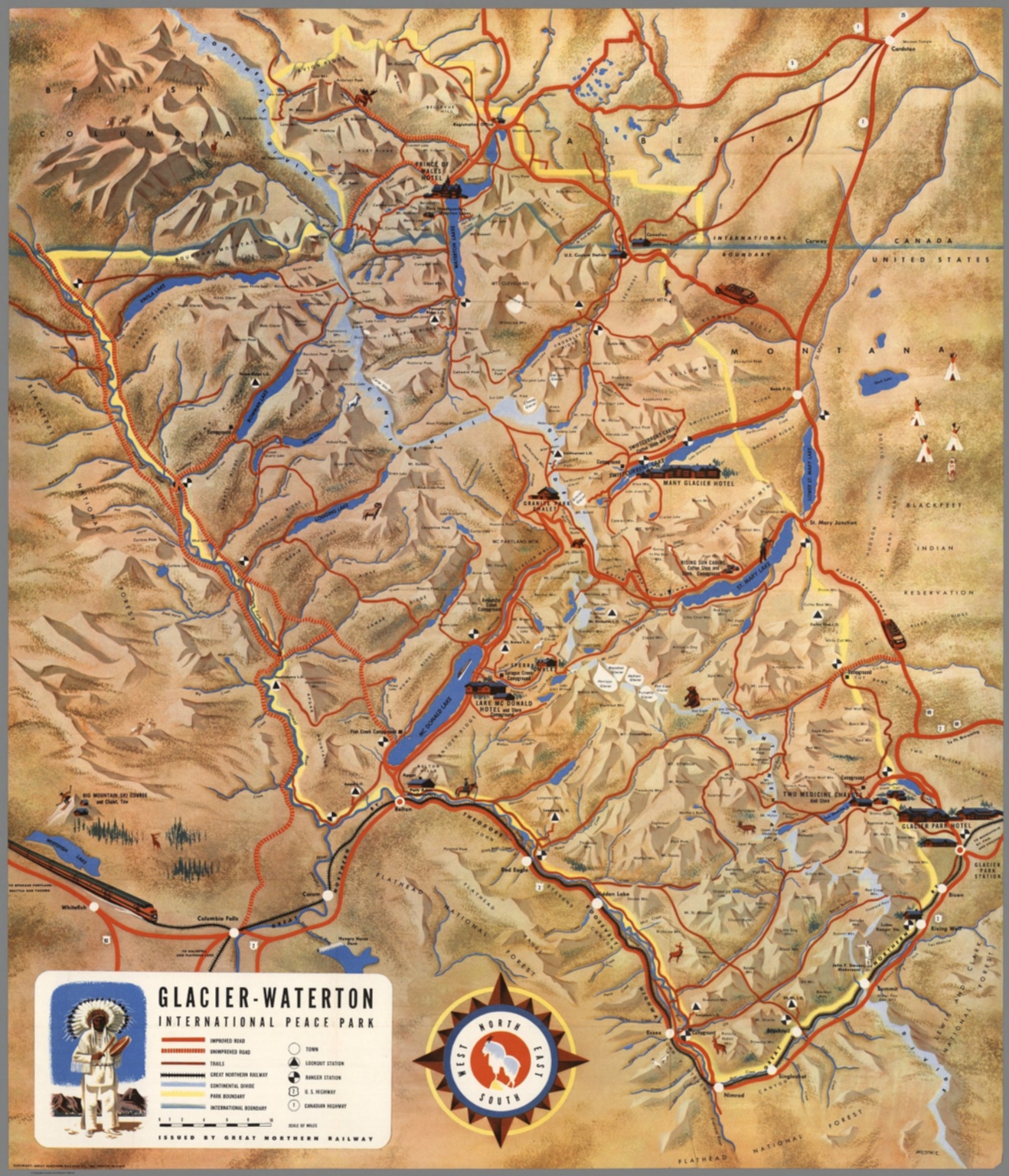 Glacier - Waterton International Peace Park - David Rumsey Historical ...