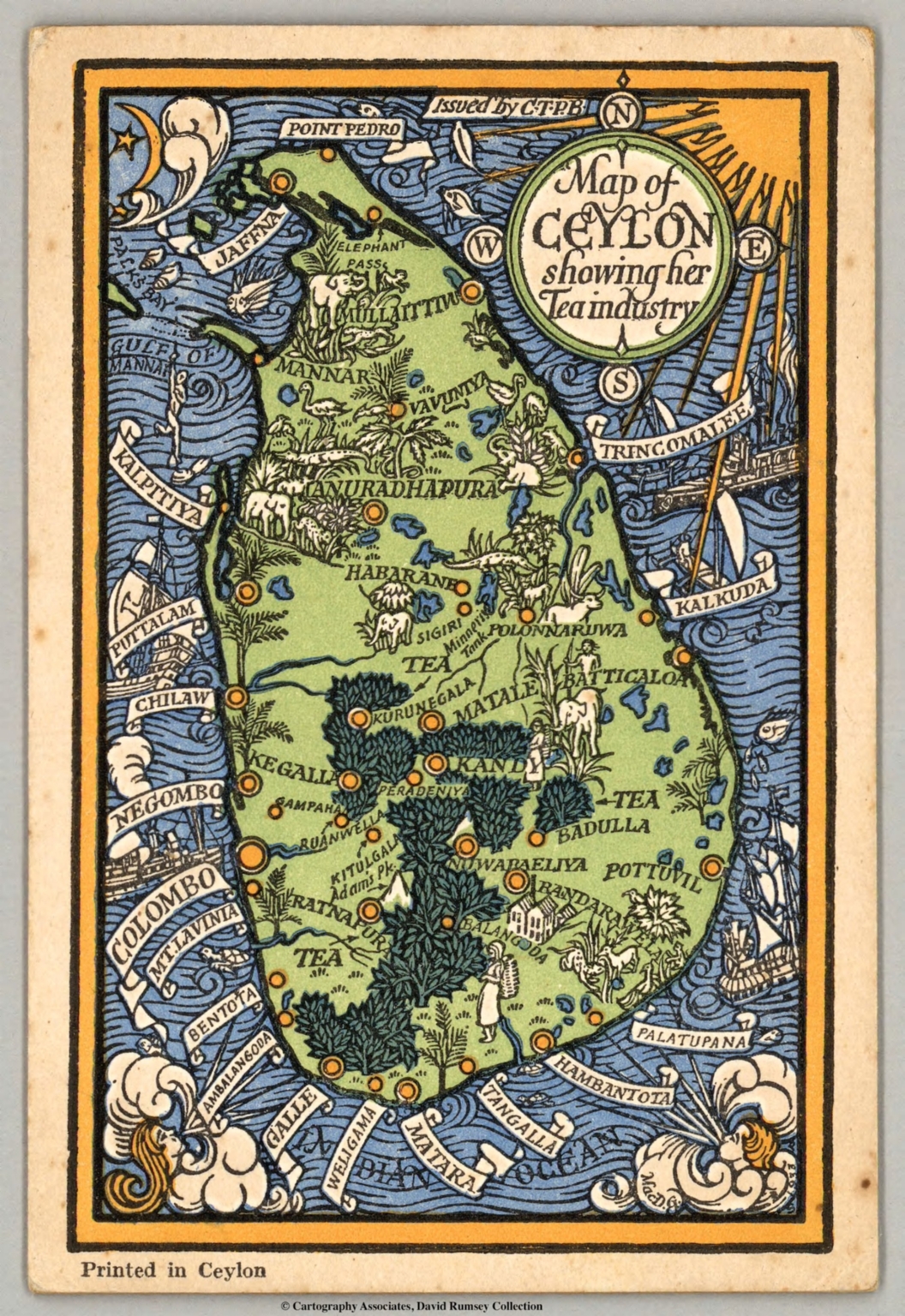 Map of Ceylon showing her Tea industry - David Rumsey Historical Map ...