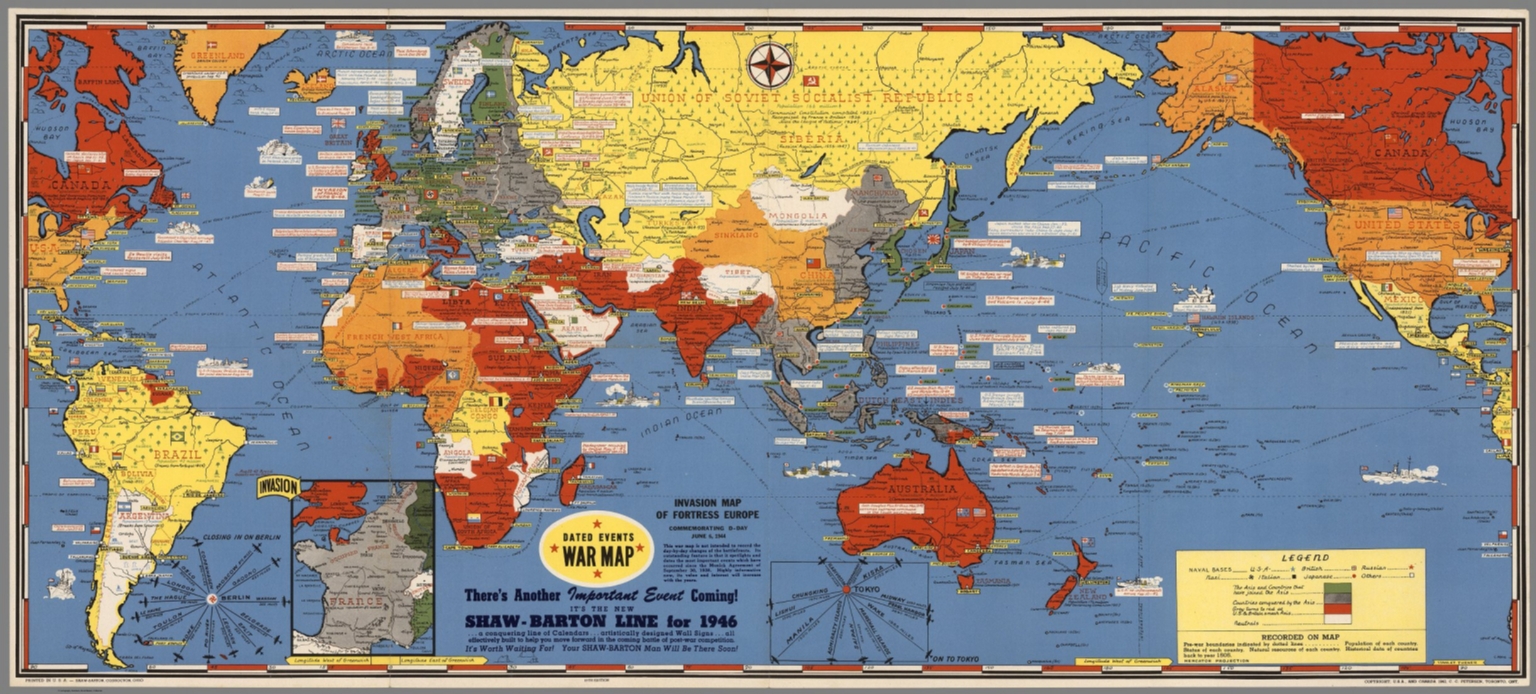 Dated Events War Map. 1944. 19th Edition. - David Rumsey Historical Map Collection