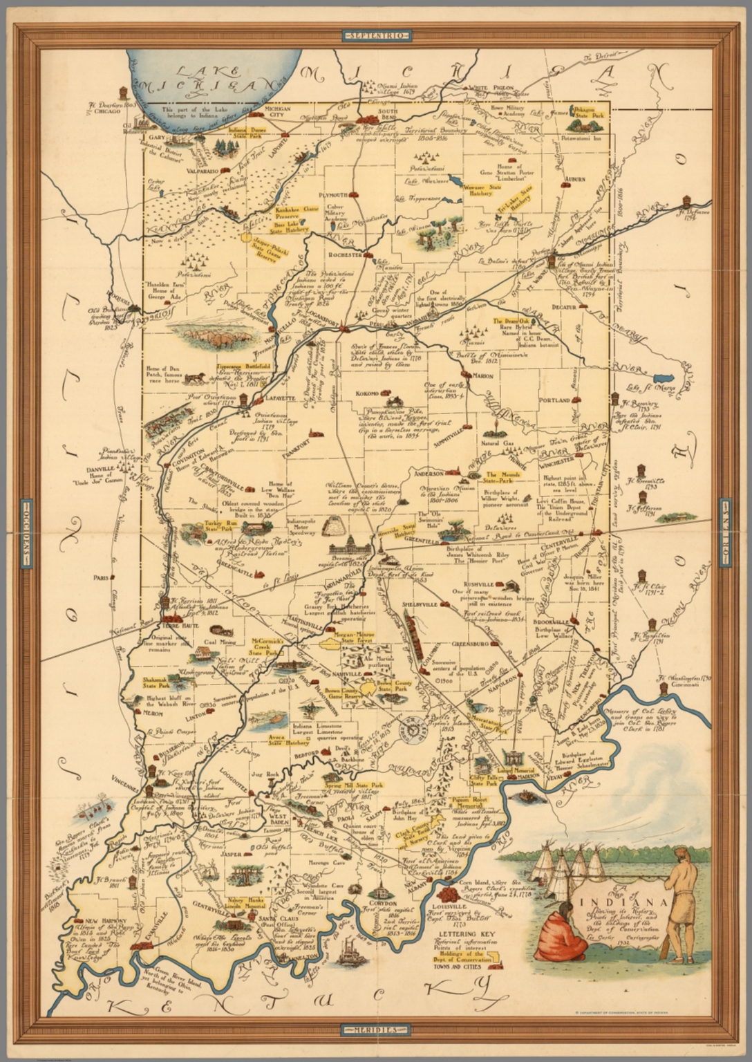 A Map of Indiana Showing its History, Points of Interest, and the ...