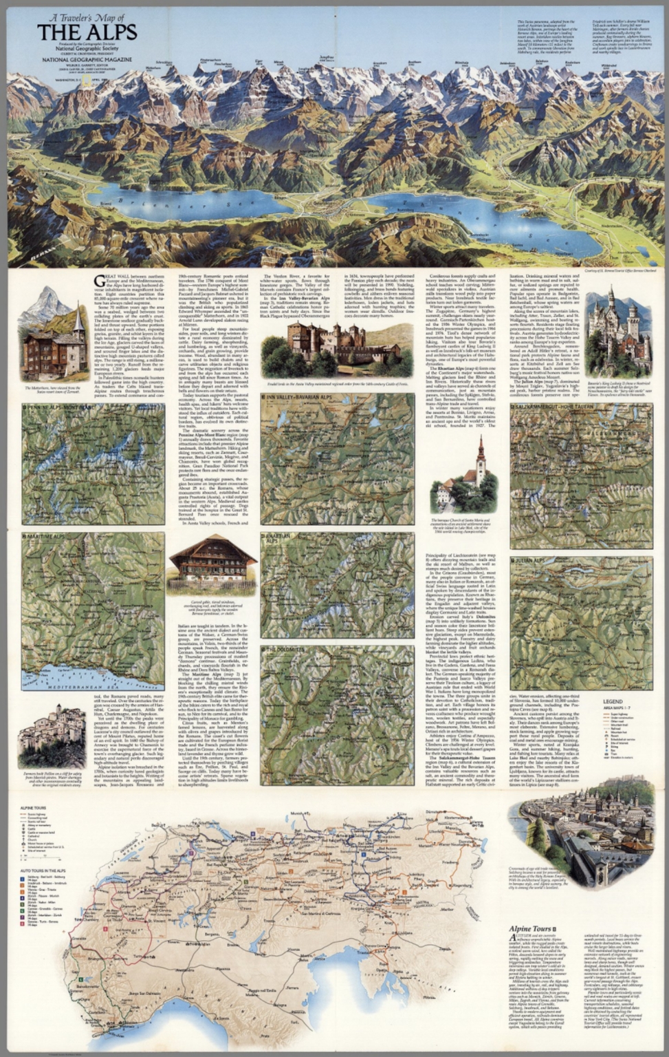 View and Text: Traveler's Map of The Alps. ... National Geographic ...