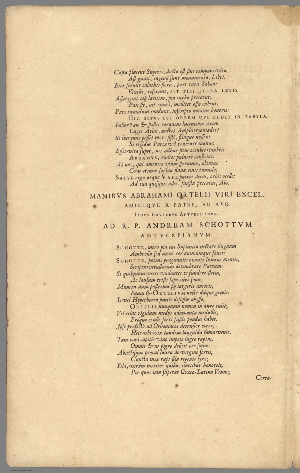 Text: (Latin Verses to Ortelius). (cont'd) - David Rumsey Historical ...