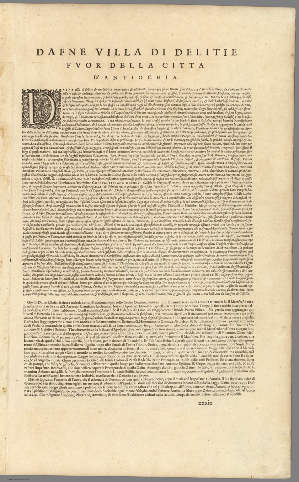 Text: Dafne Villa Di Delitie Fuor Della Citta D'Antiochia. xxxix ...