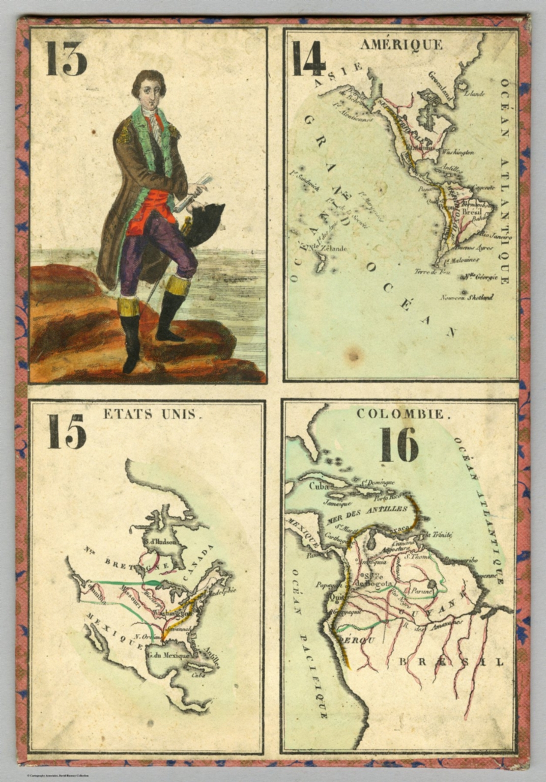 13-16: Playing card- maps. Amerique. Etats Unis. Colombie - David ...