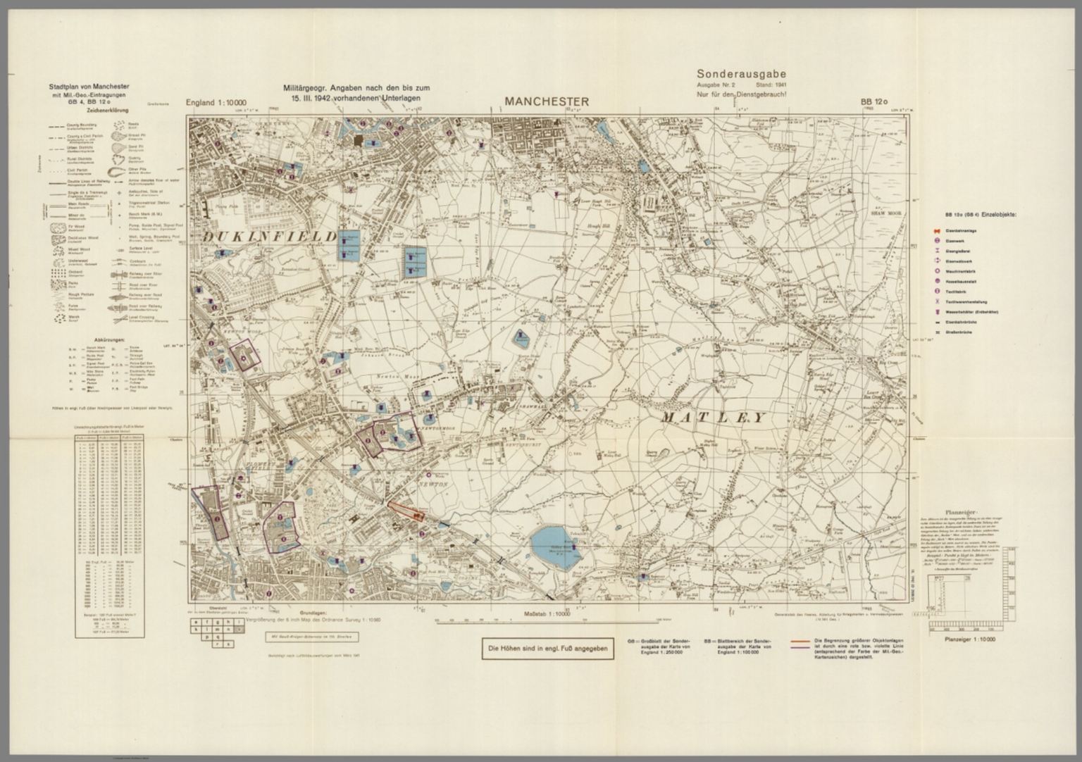 Street Map of Manchester, England with Military-Geographic Features. BB 12o. - David Rumsey ...