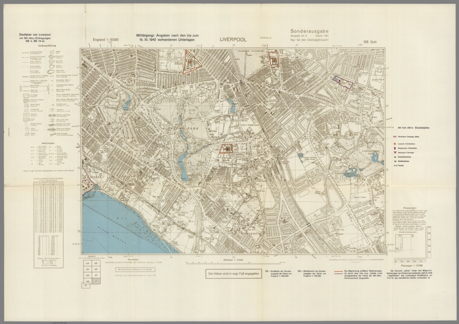 Street Map of Liverpool, England with Military-Geographic Features. BB 12ah. - David Rumsey ...