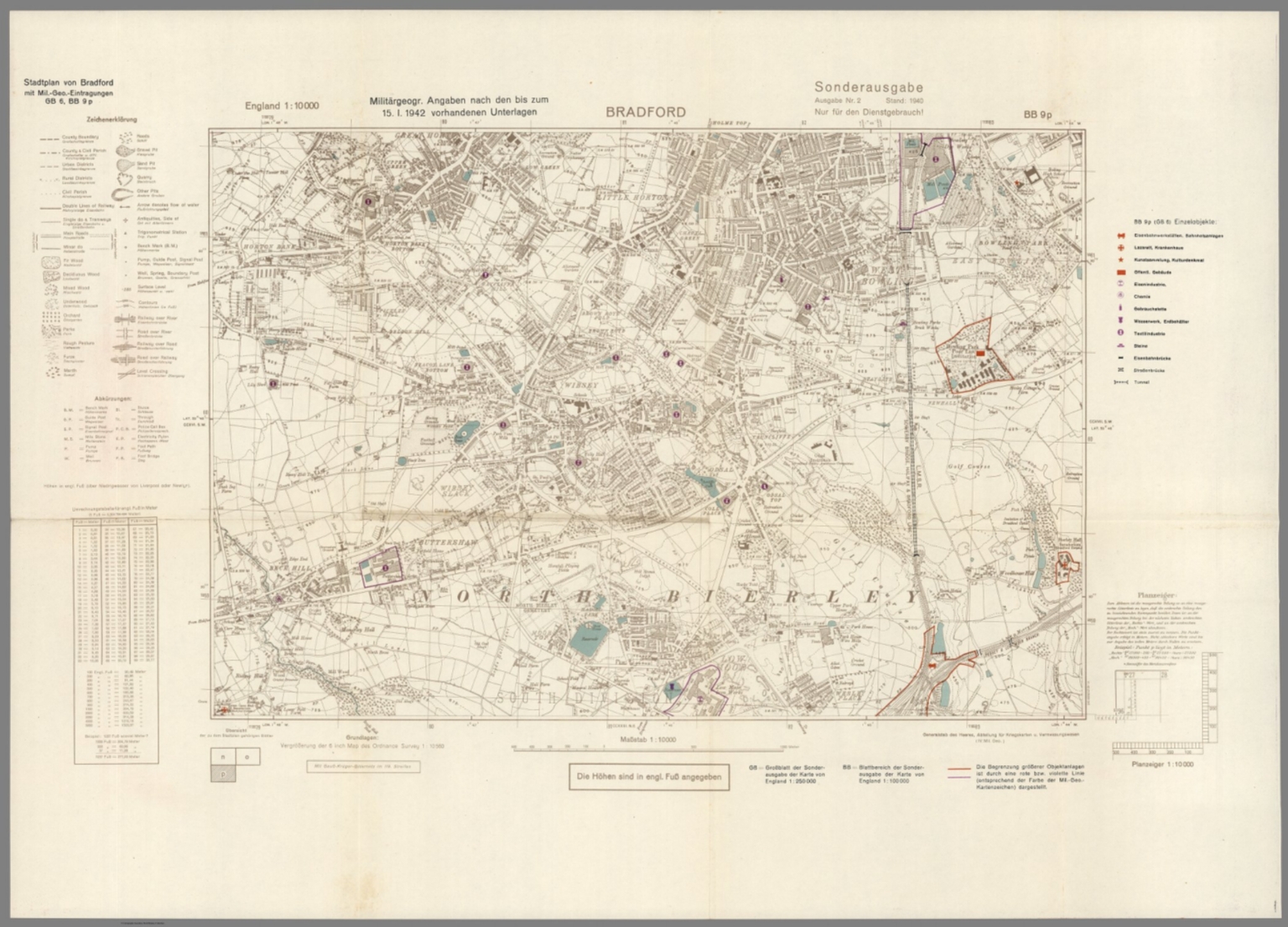 Street Map of Bradford, England with Military-Geographic Features. BB 9p. - David Rumsey ...