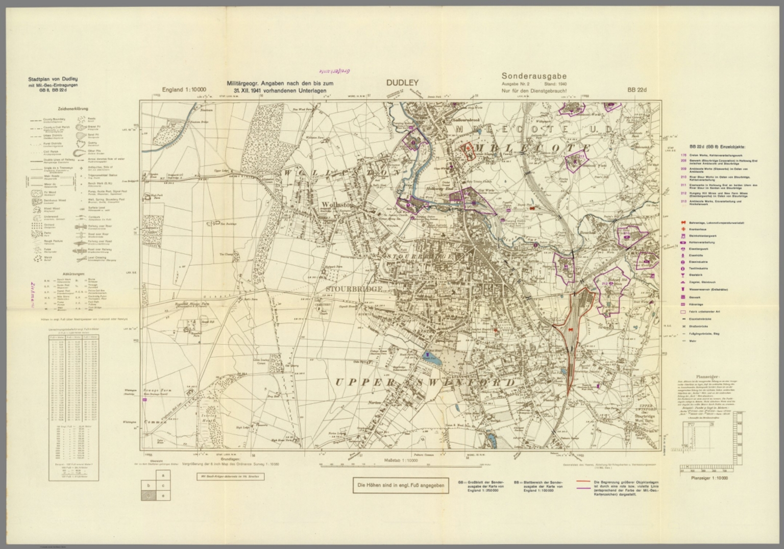Street Map of Dudley, England with Military-Geographic Features. BB 22d. - David Rumsey ...