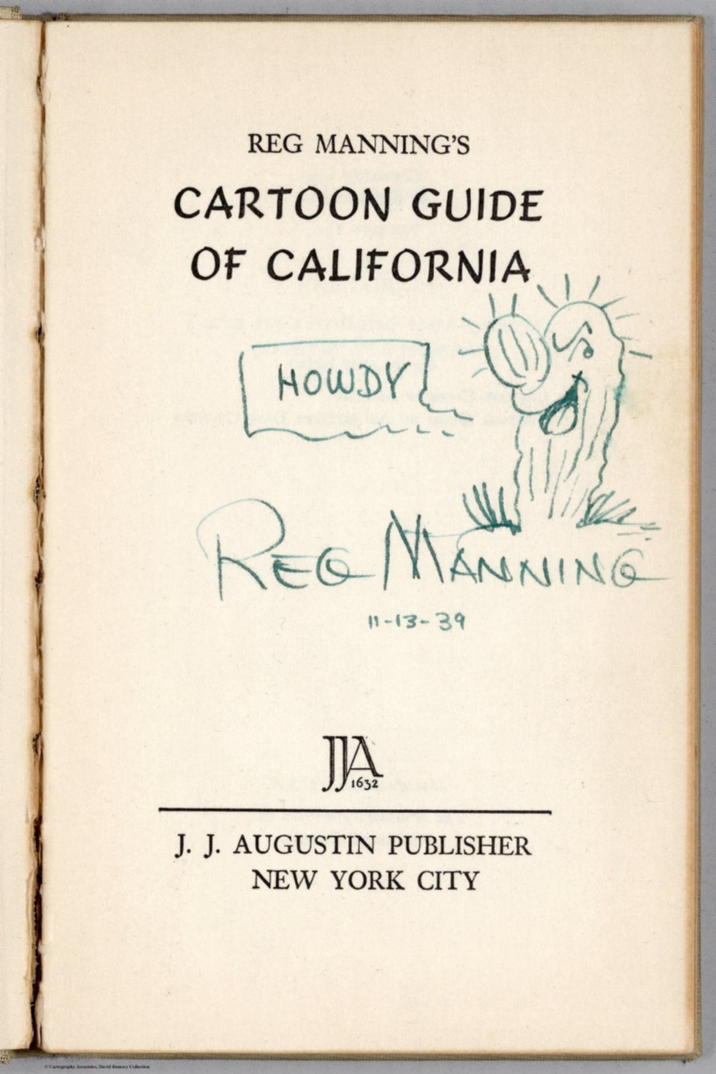 Title Page: Reg Manning's Cartoon Guide of California. J.J. Augustin ...