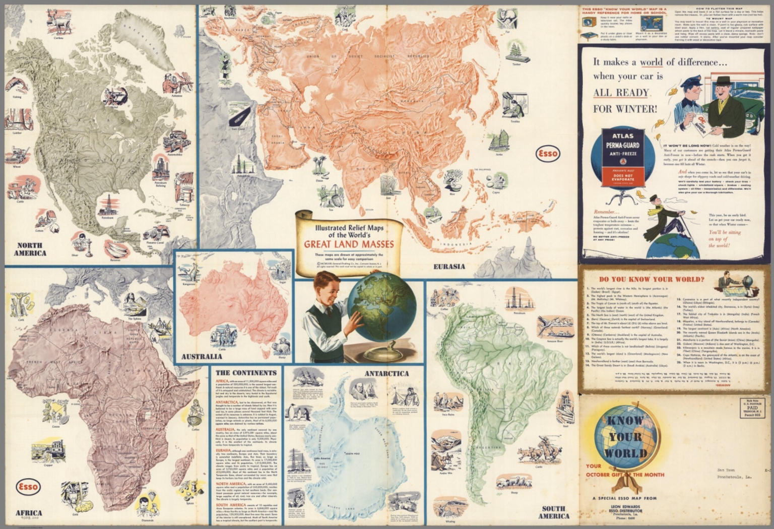 Know Your World. Map: (Six) Illustrated Relief Maps of the World's ...