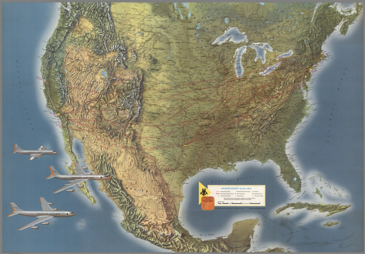 American Airlines System Map. - David Rumsey Historical Map Collection