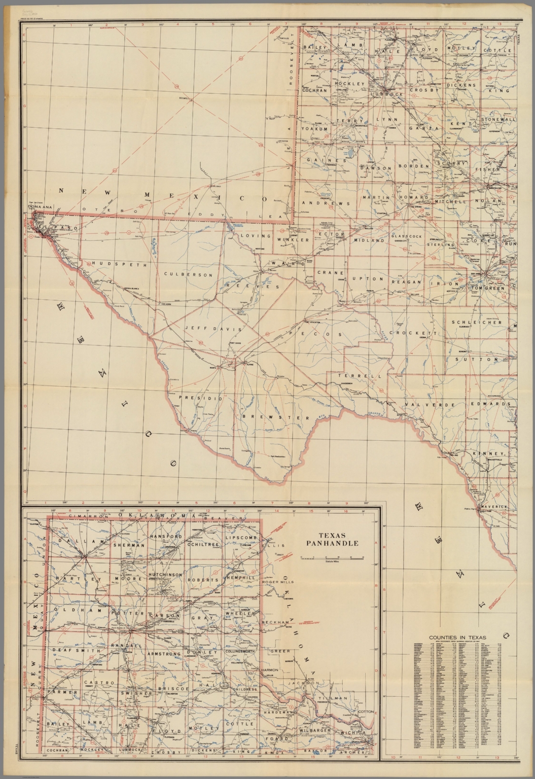 Post Route Map of the State of Texas ... July 15, 1950. (Western ...