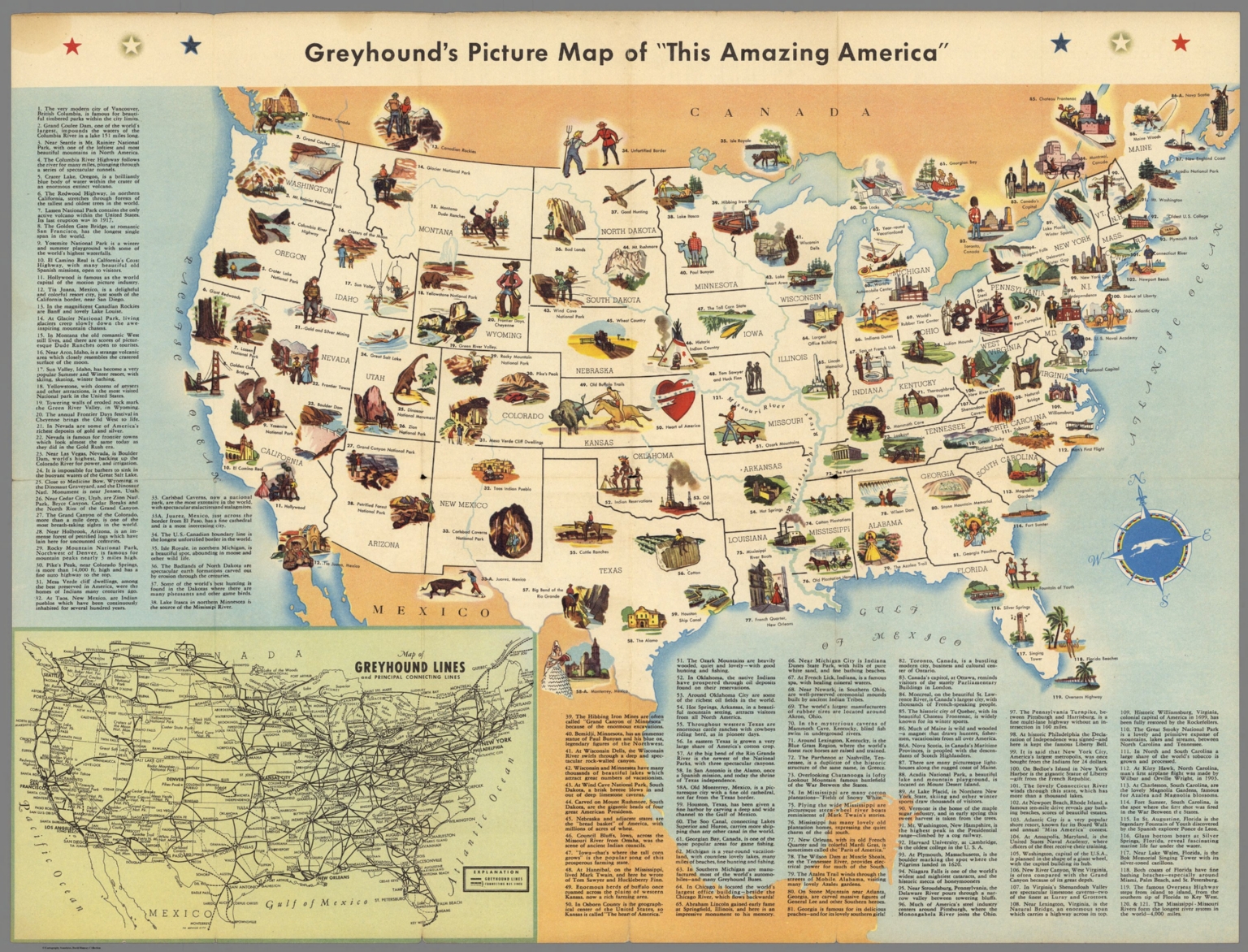 Greyhound's picture map of "This amazing America" - David Rumsey ...