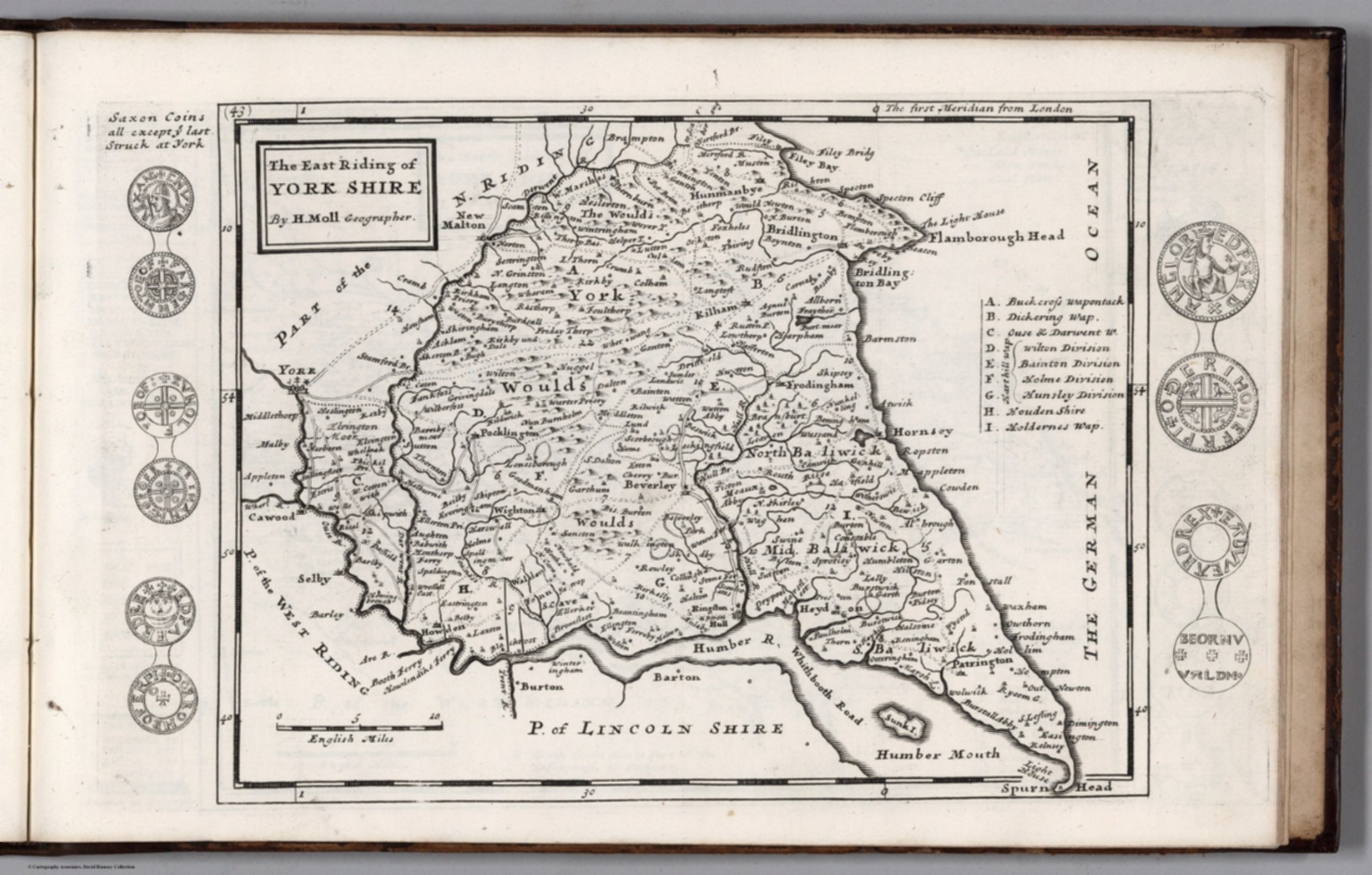 The East Riding of York Shire. By H. Moll Geographer - David Rumsey ...