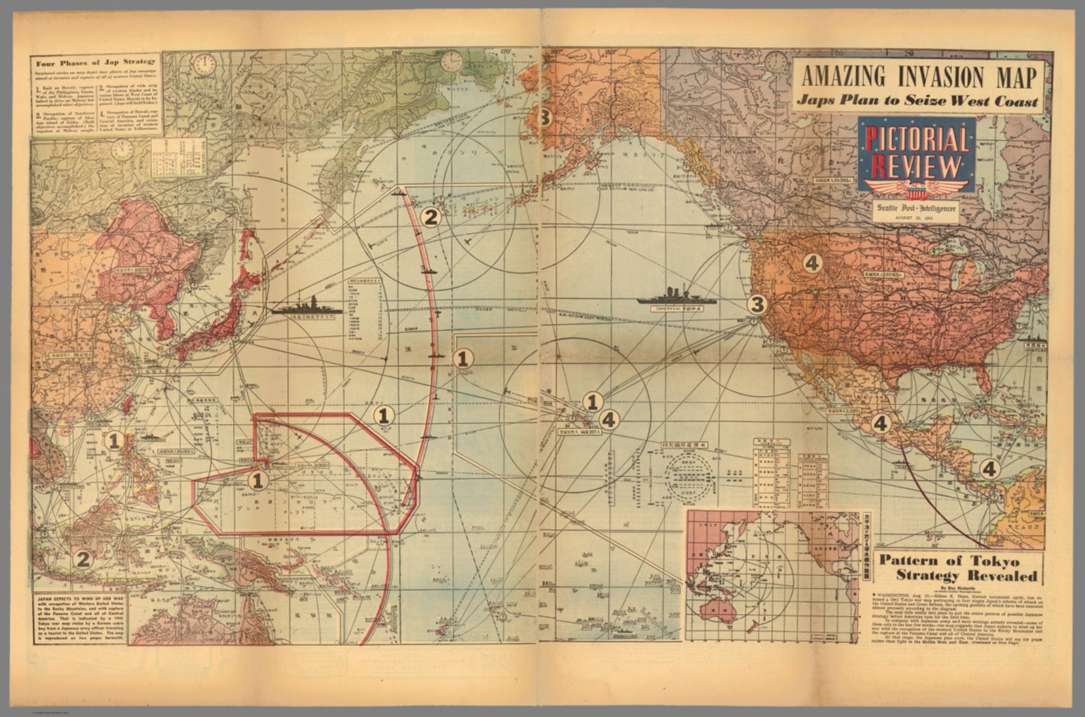 Amazing invasion map : Jap plan to seize the West Coast : Pictorial ...