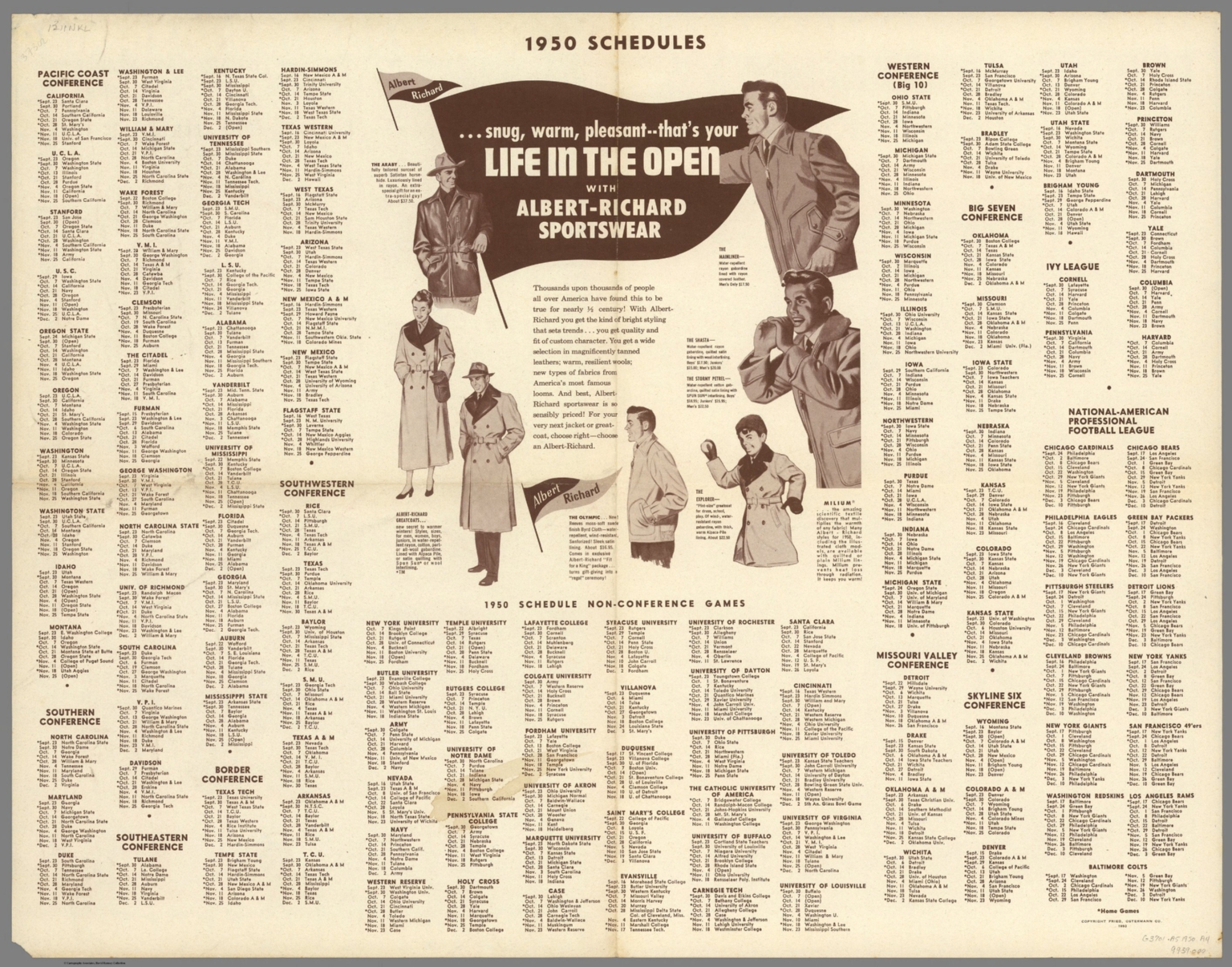 Text Page: 1950 Albert Richard Football Map - David Rumsey Historical ...