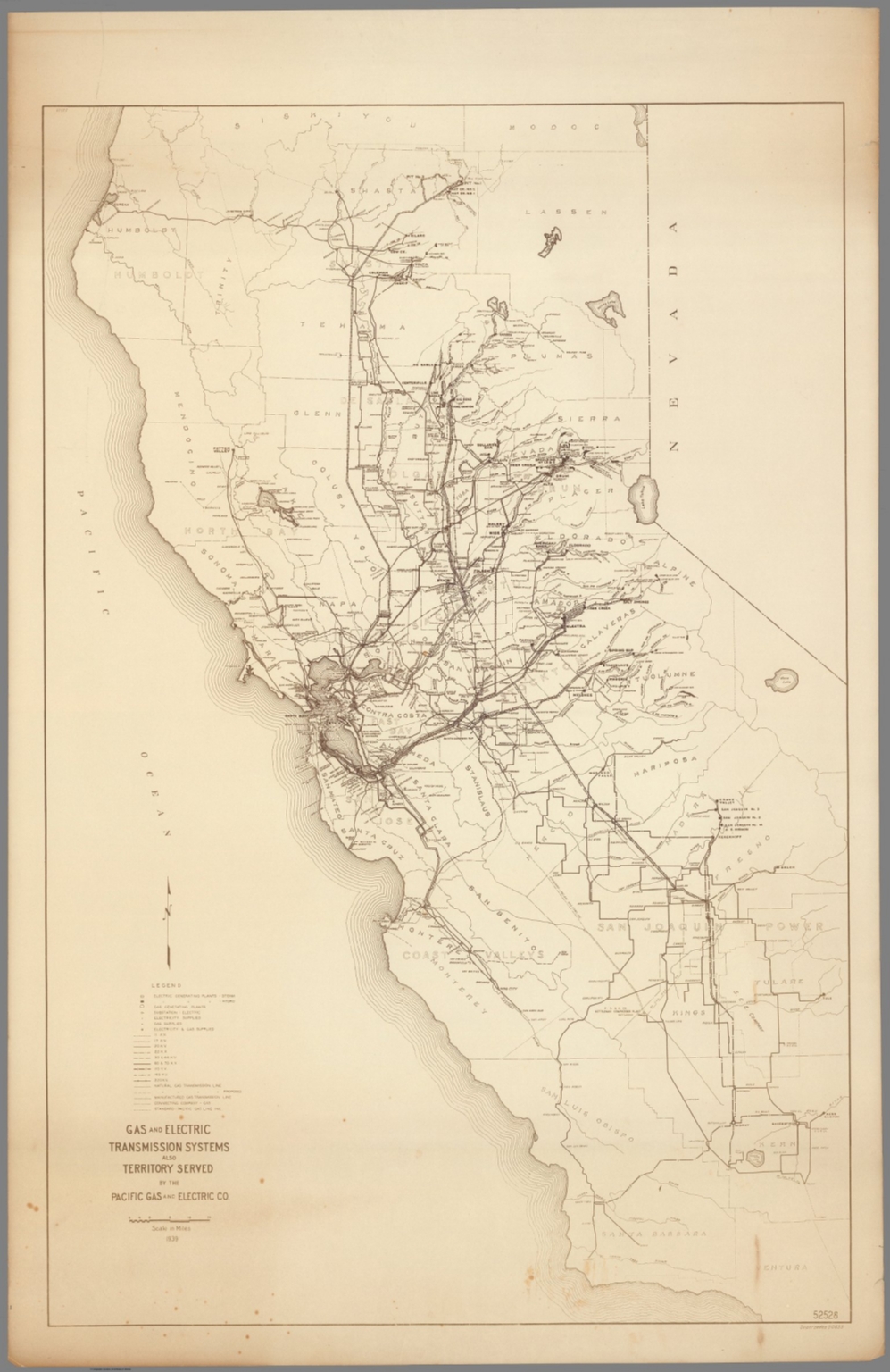 Gas and electric transmission system and territory served by Pacific ...