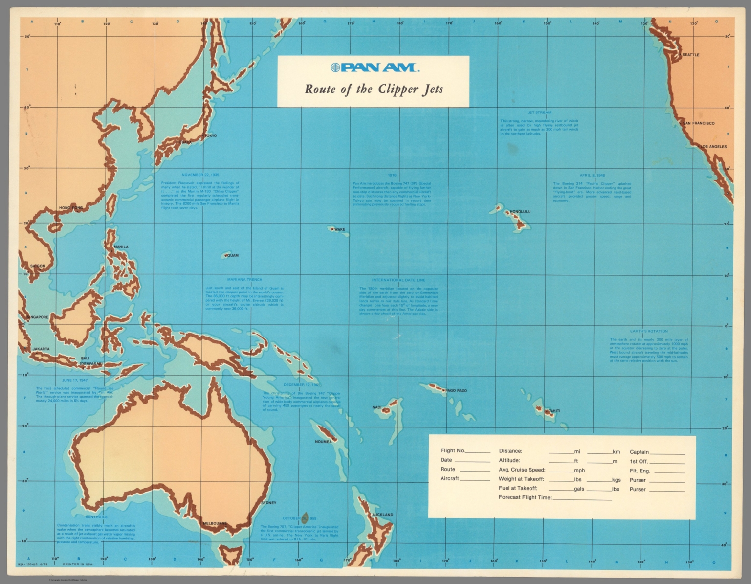 Pan Am. Route of the Clipper Jets - David Rumsey Historical Map Collection