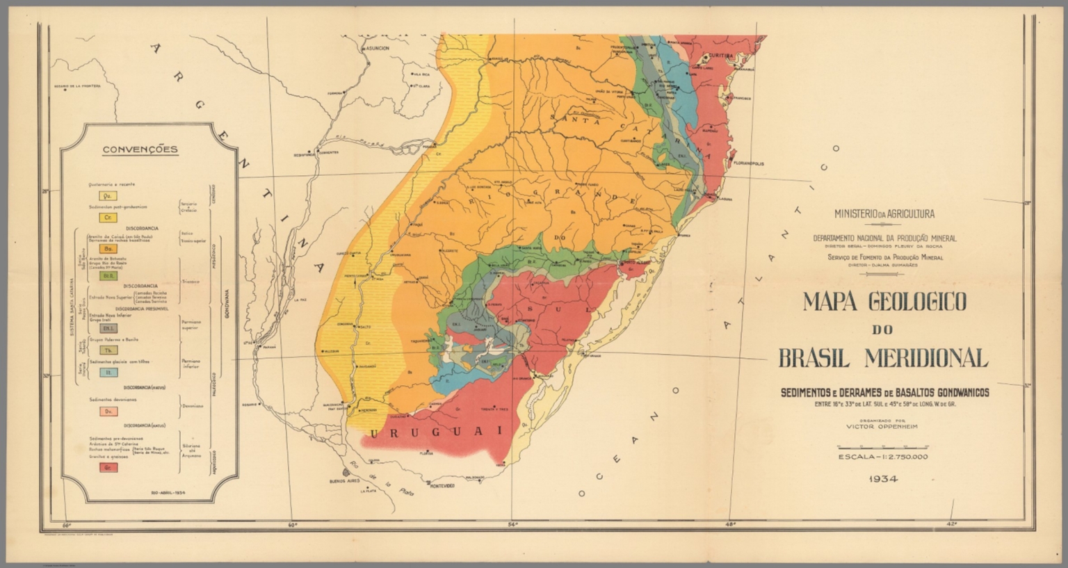 Mapa Geologico do Brasil Meridional, (southern sheet). - David Rumsey ...