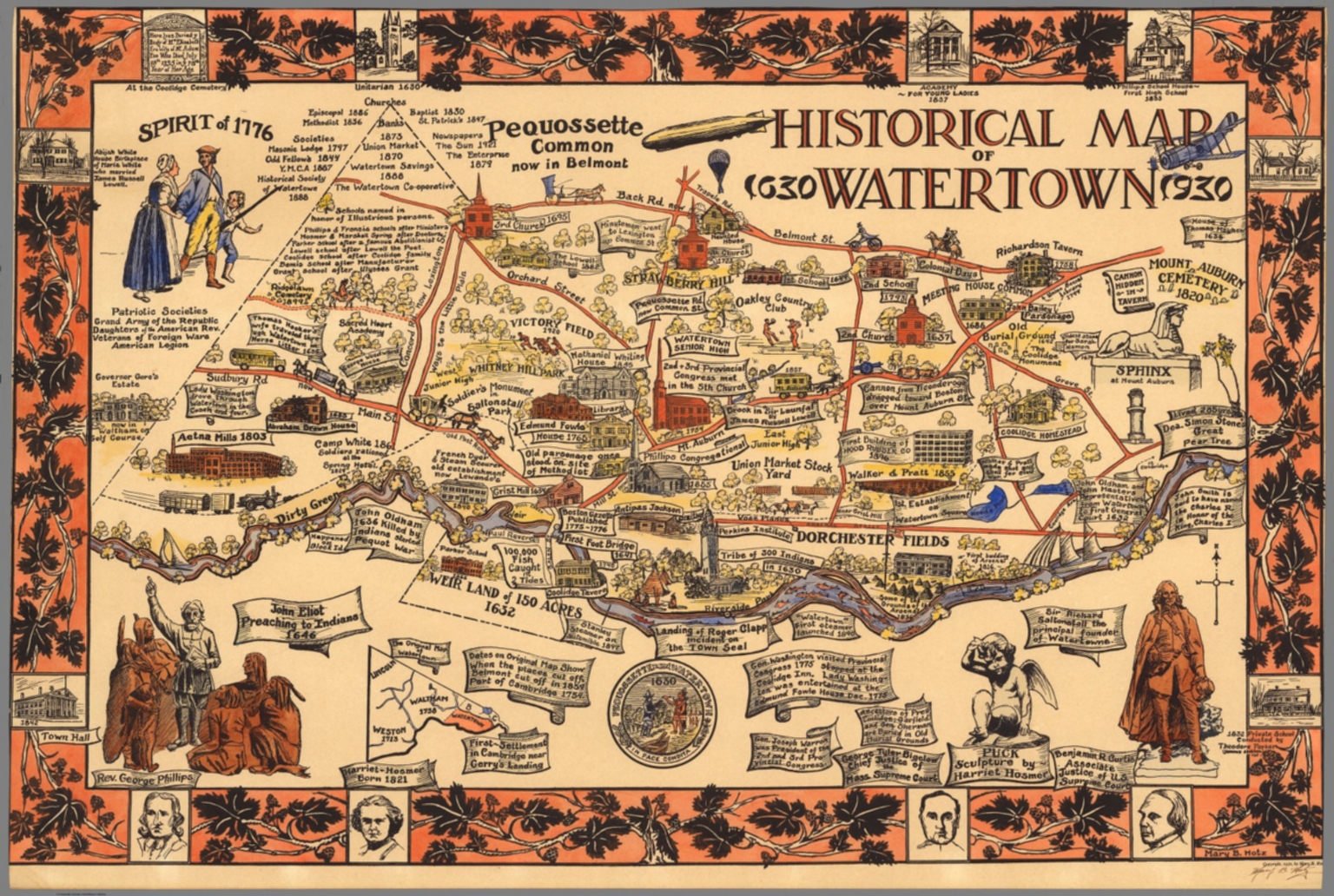Historical Map of Watertown 1630-1930. - David Rumsey Historical Map ...