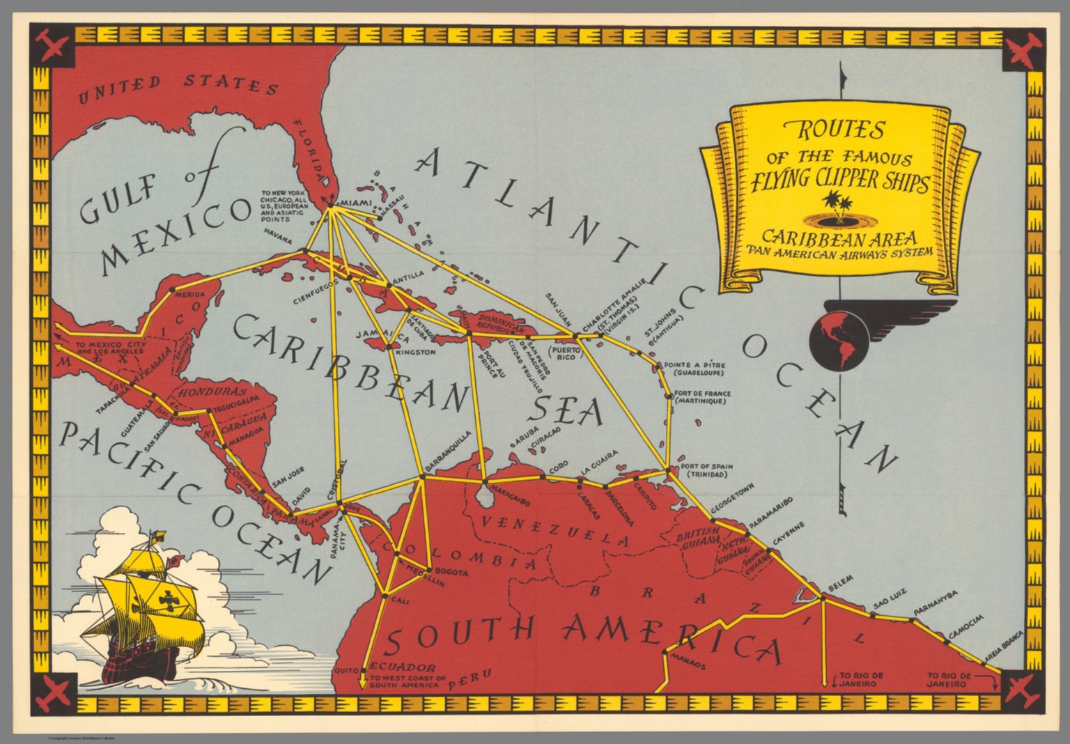 Routes of the famous flying Clipper ships - David Rumsey Historical Map ...