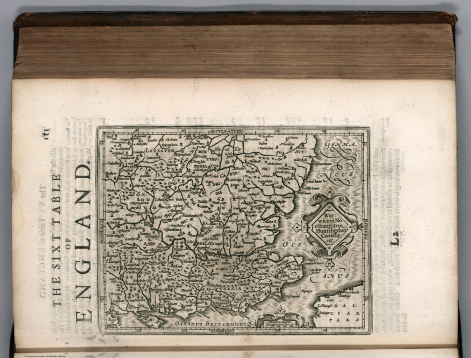 The sixt table of England. Warwicum Northampton, Huntingdon Cantabr etc ...