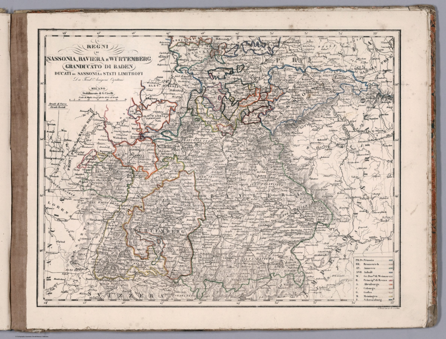 Regni di Sassonia, Baviera e Wurtemberg - David Rumsey Historical Map ...