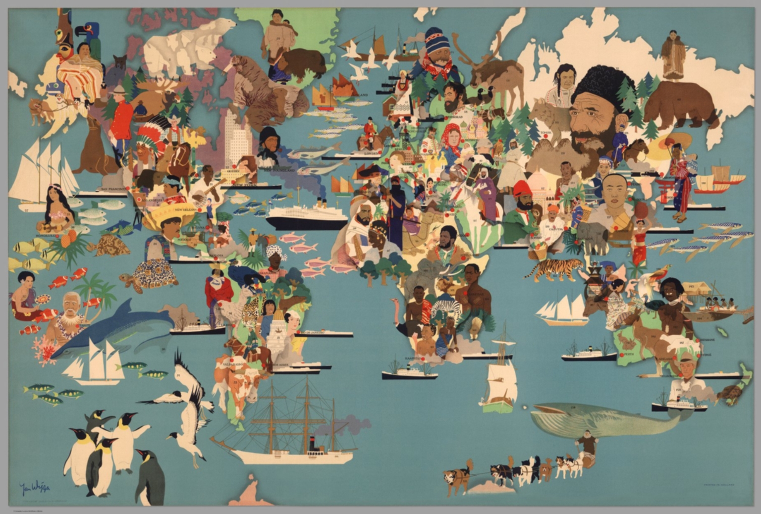 Pictorial map of the world. Jan Wijga - David Rumsey Historical Map ...