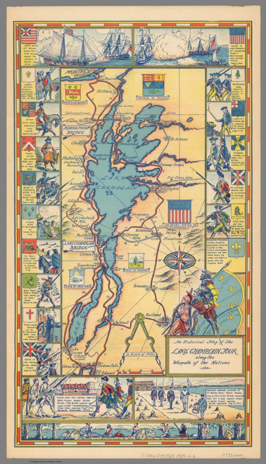 An Historical map of the Lake Champlain Tour along the Warpath of the ...