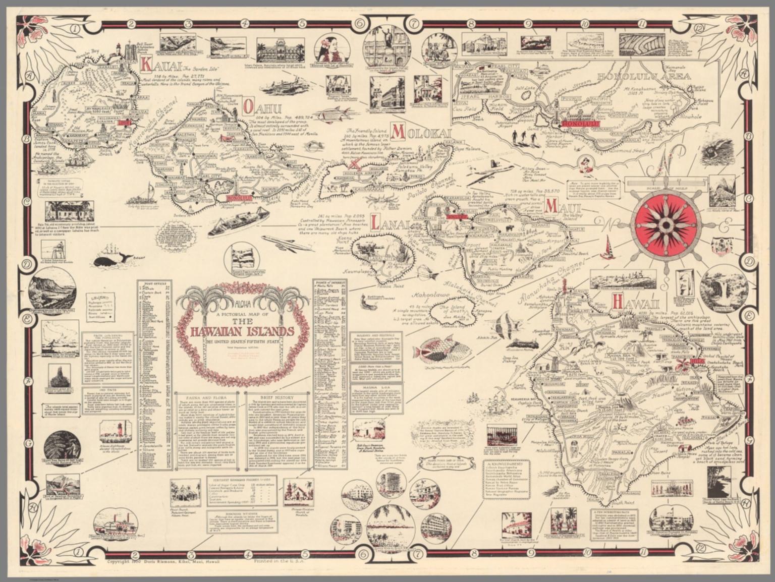 Aloha. A Pictorial Map of the Hawaiian Islands, the United States ...