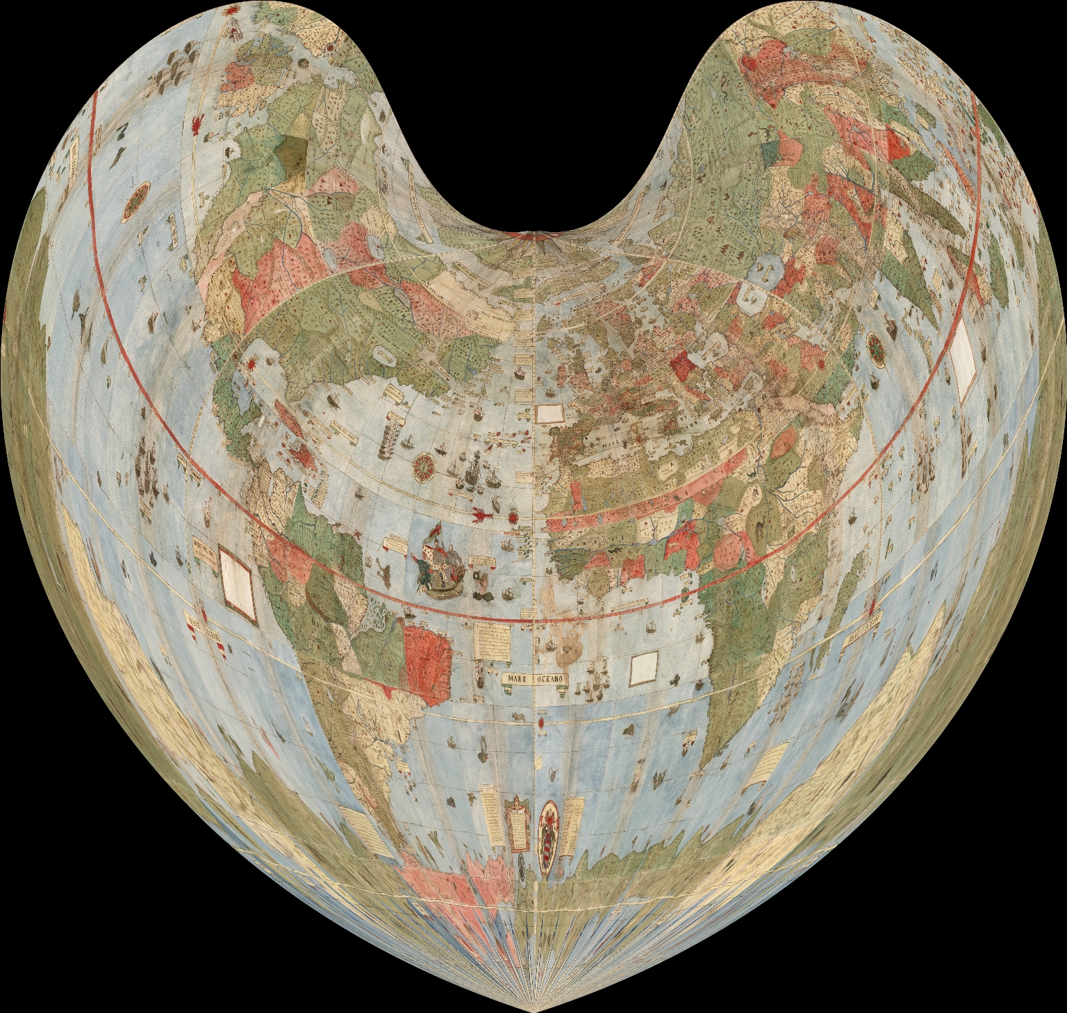 Composite: Tavola 1-60. (Map of the World) (Re-projected in Cordiform ...