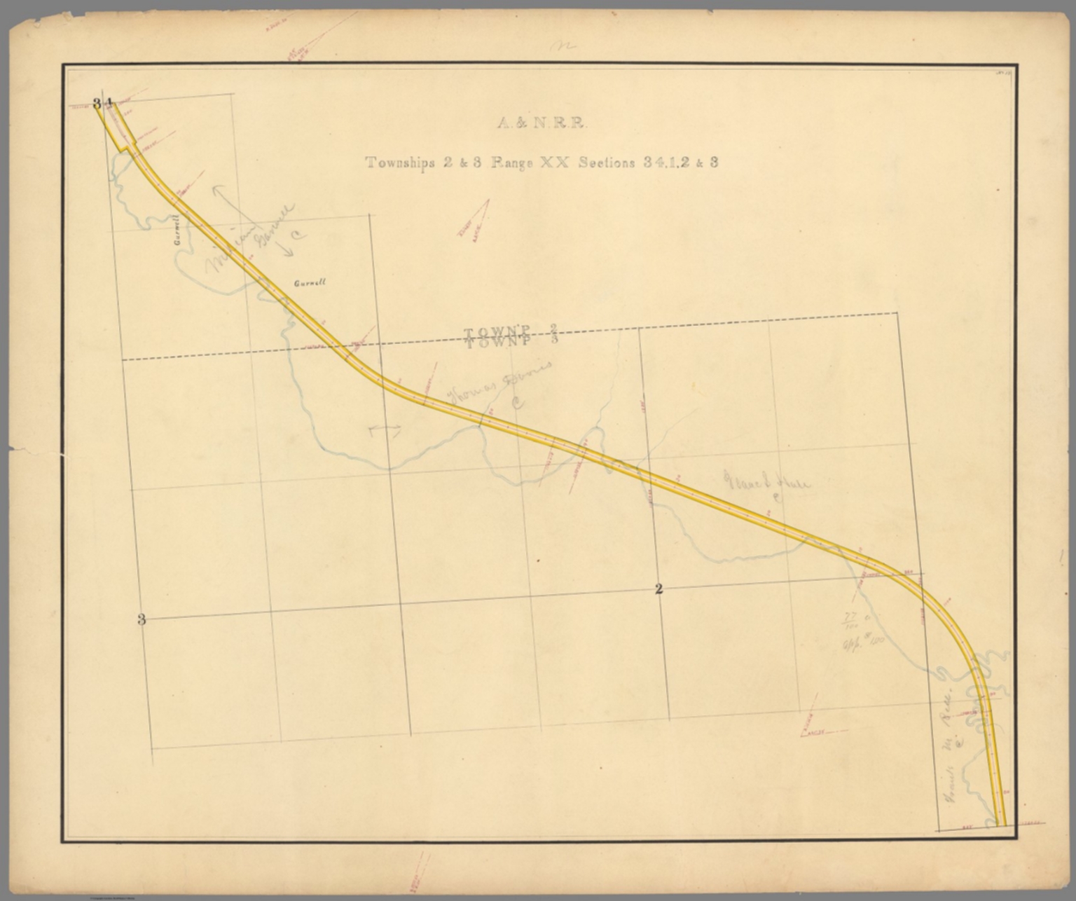 13. A. & N. R.R. (Plans for route of Atchison and Nebraska Railroad ...