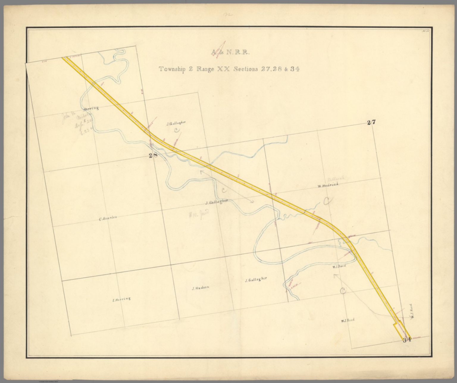 14. A. & N. R.R. (Plans for route of Atchison and Nebraska Railroad ...