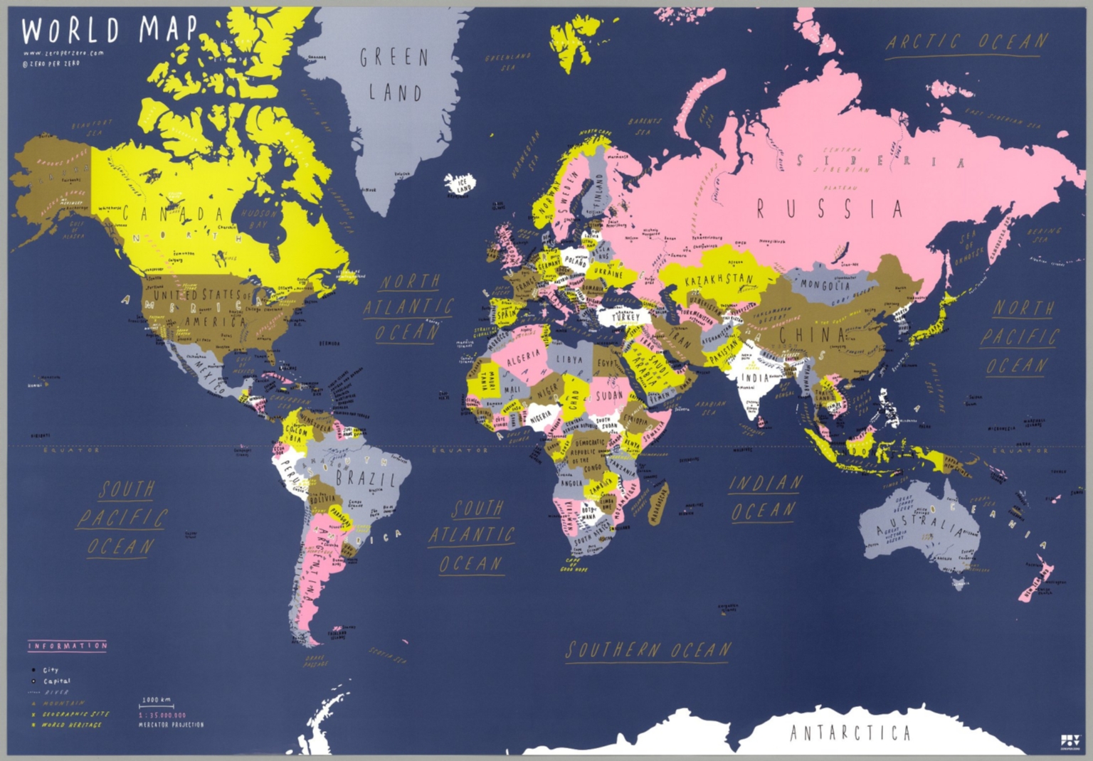 World map. Zero Per Zero - David Rumsey Historical Map Collection